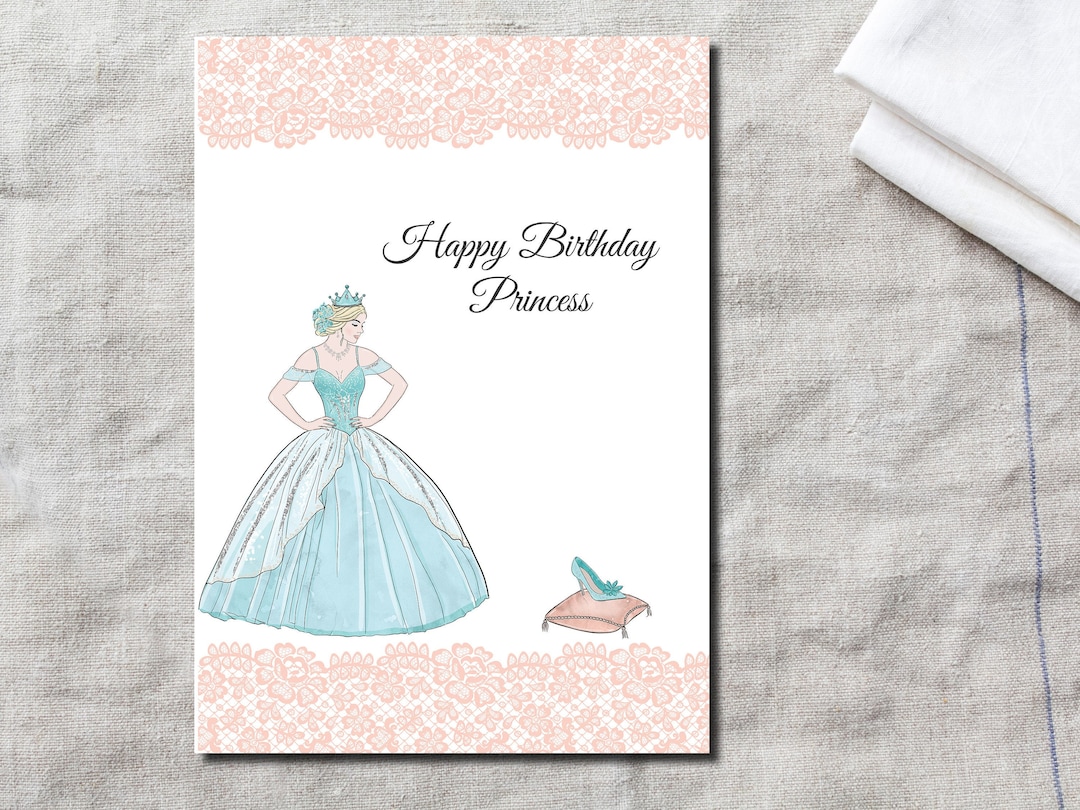 Happy Birthday Princess Card | PRINT YOUR OWN | Digital Copy | Instant ...