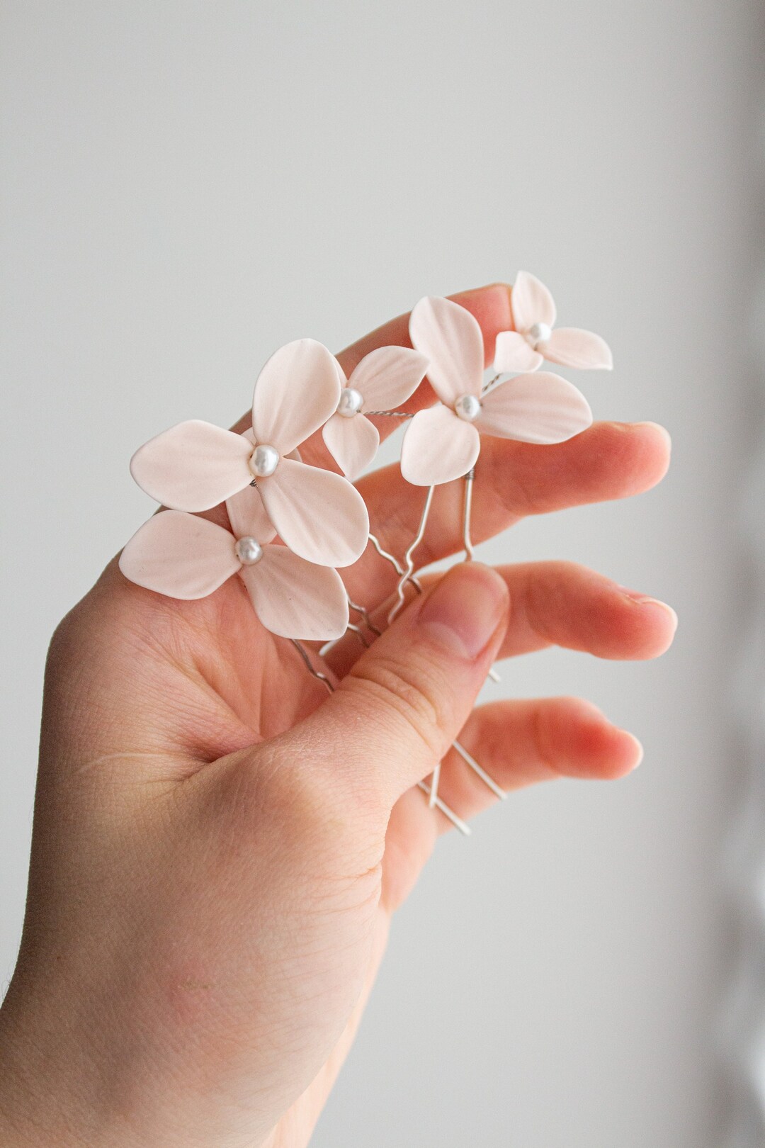 Wedding Ivory Hair Pin Set Flowers Blush Hair Pins Flower - Etsy