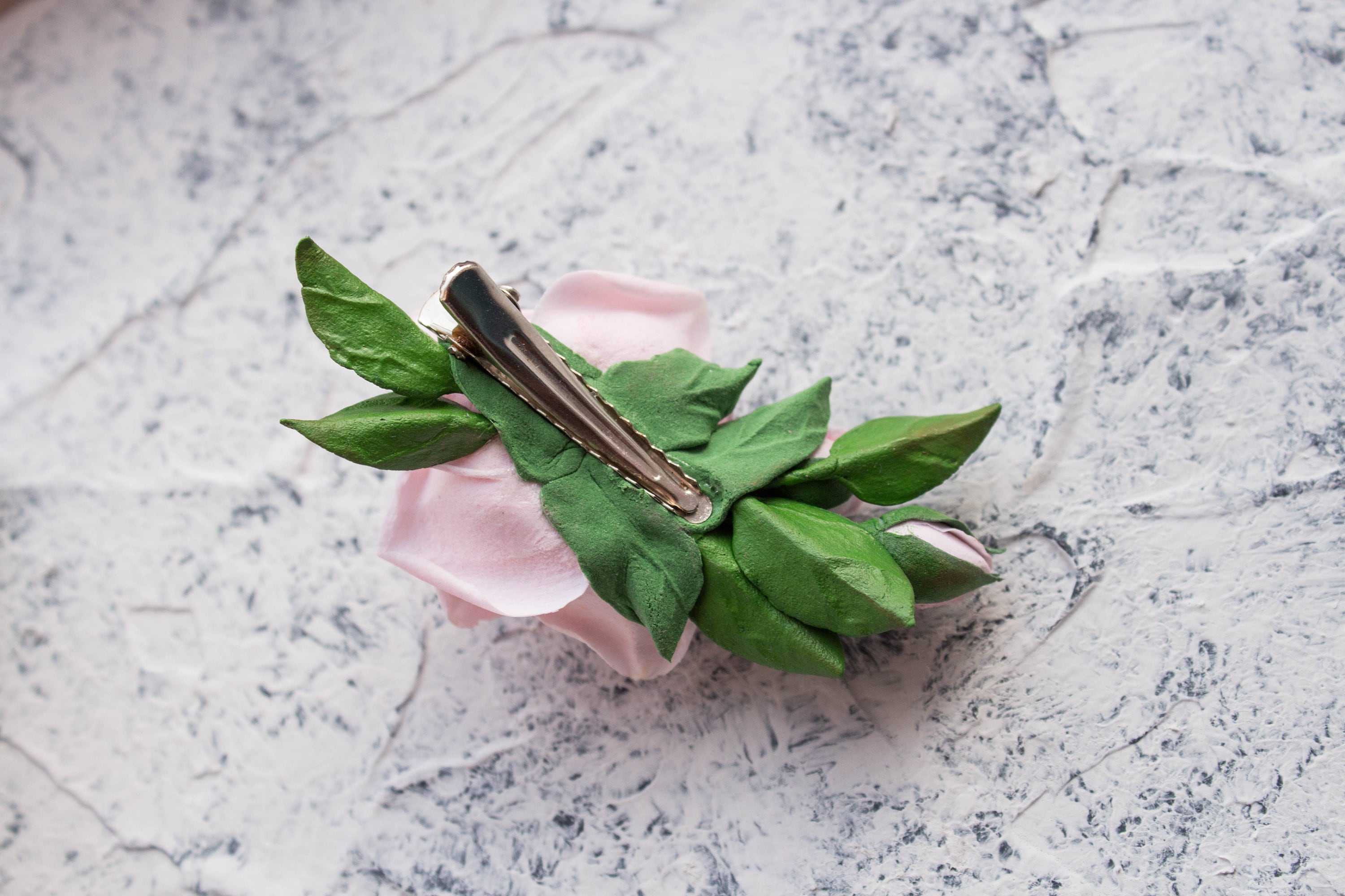 Pink Rose Flower Hair Clip Hair clip polymer clay flower | Etsy