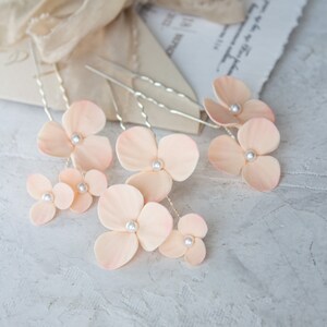 Wedding Ivory Hair Pin Set Flowers - Blush Hair Pins Flower -tiny Blush ...
