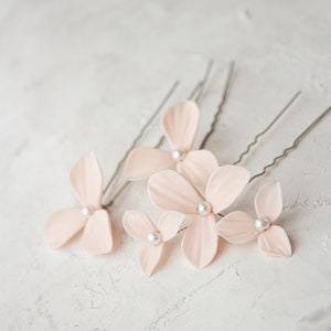 Wedding Ivory Hair Pin Set Flowers - Blush Hair Pins Flower -tiny Blush ...