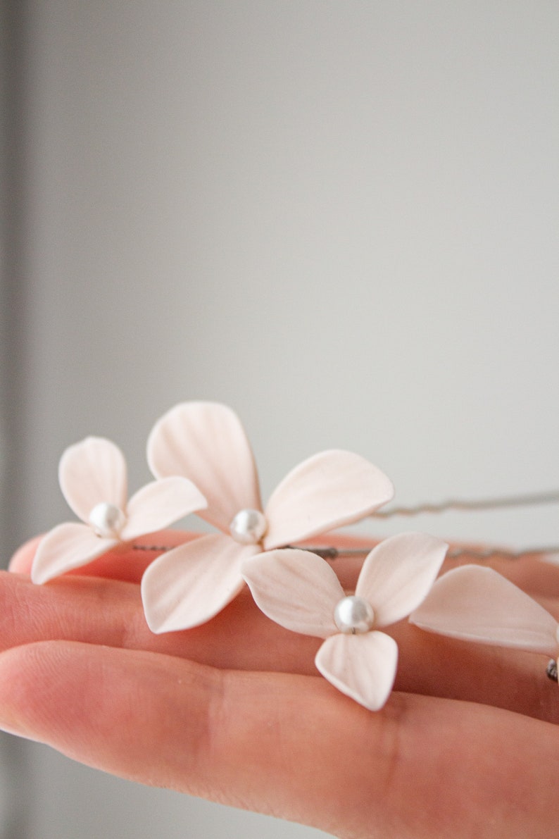 Wedding Ivory Hair Pin Set Flowers Blush Hair Pins Flower - Etsy
