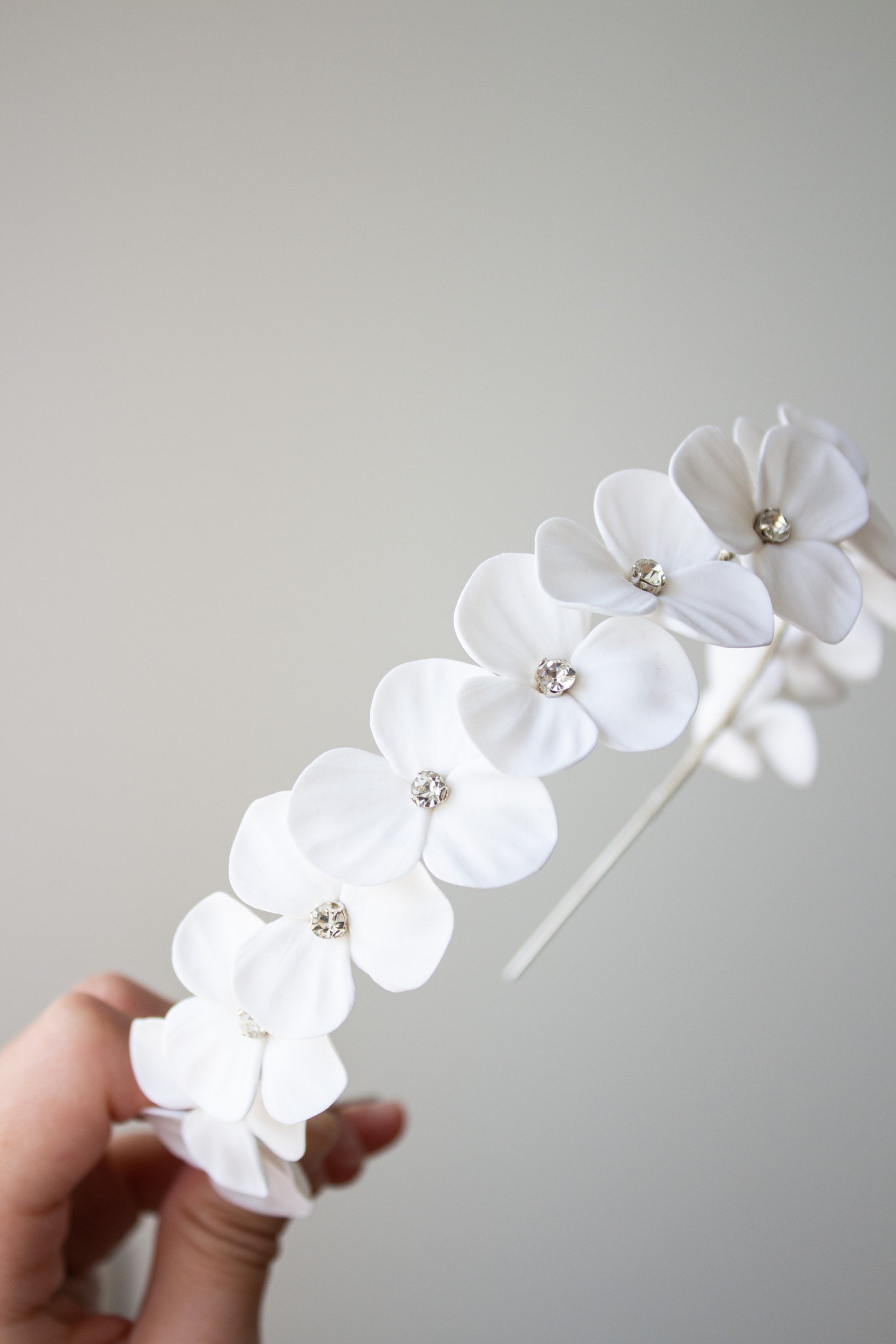 White Porcelain Flower Crown – Handmade Clay Blossom Bridal Headband - Etsy