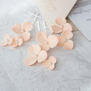 Wedding Ivory Hair Pin Set Flowers - Blush Hair Pins Flower -tiny Blush ...