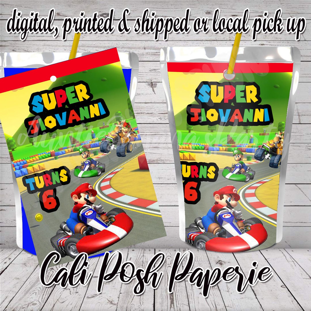 Super Mario Cart Bros Juice Labels Party Favors Drink - Etsy Australia