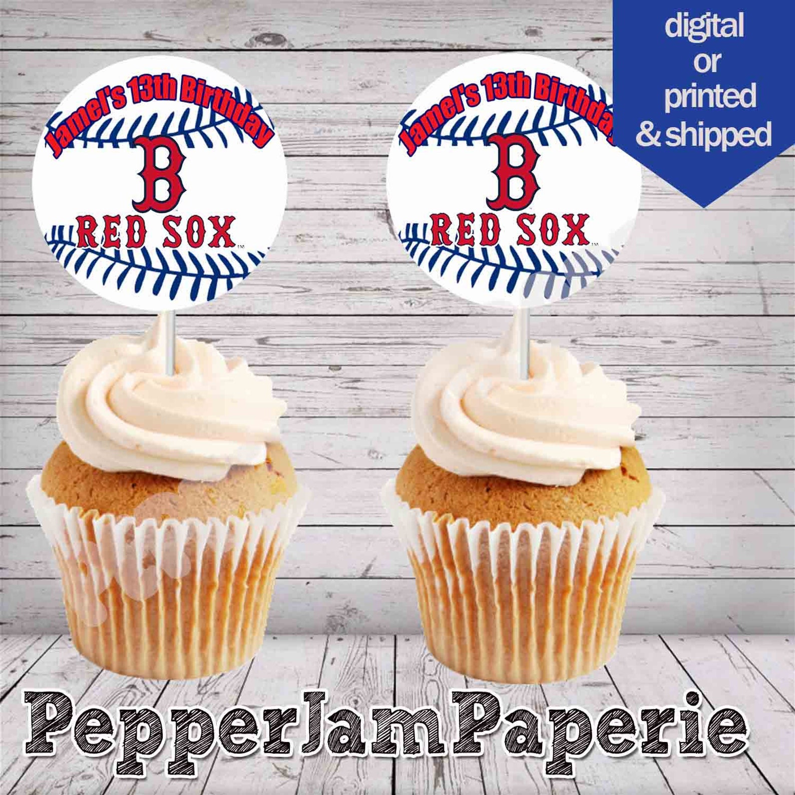 Cupcake Toppers Boston Red Sox Baseball Team Sports Party - Etsy