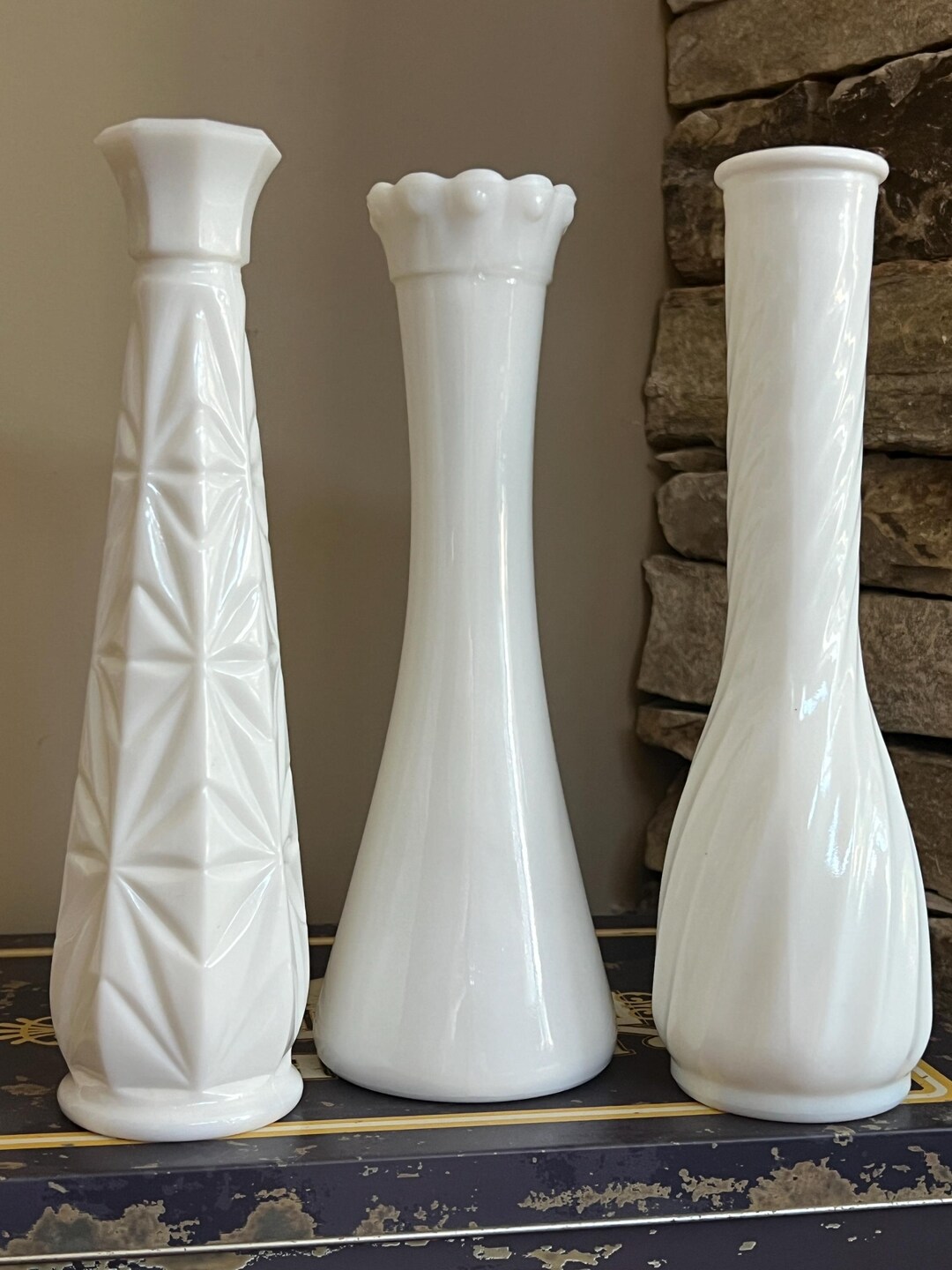 Vintage Milk Glass Bud Vase: Hoosier & Randall, 1960s-70s, Boho Wedding ...