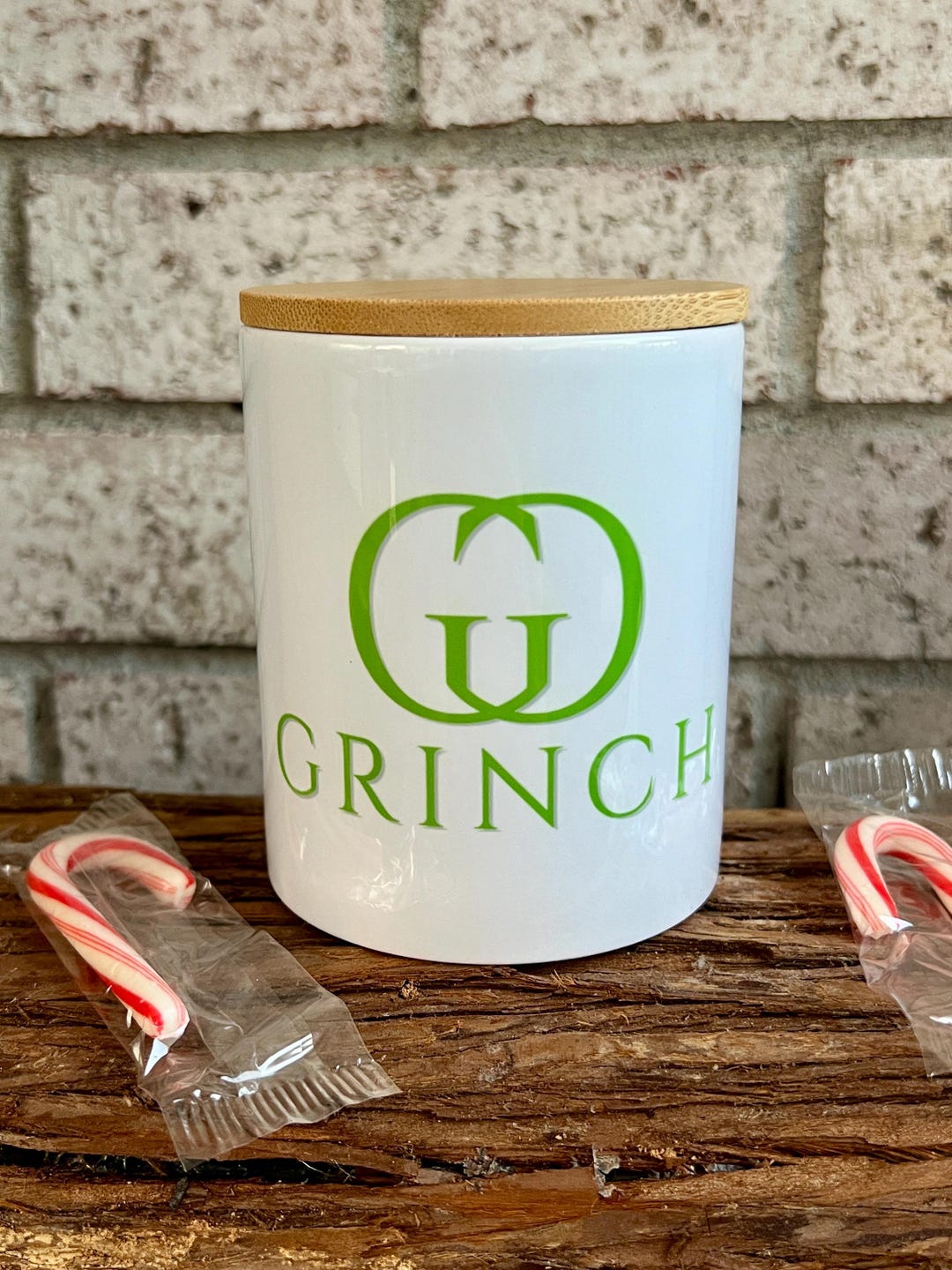 Grinch Candy Jar, Catch All, Ceramic Jar With Bamboo Lid, Candy Jar ...