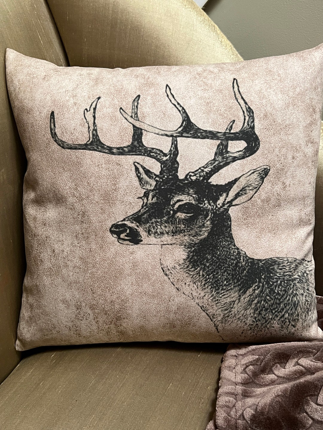 Vintage Inspired Deer Decorative Pillow, Deer Pillow, Vintage Decor ...