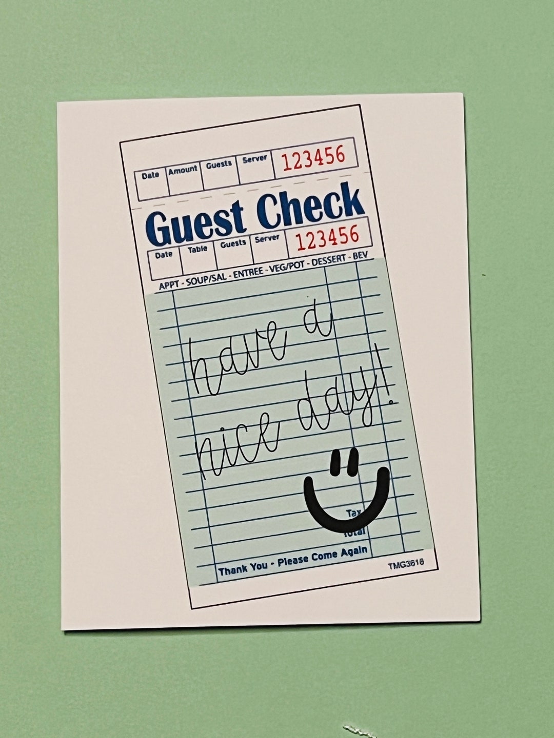 Have a Nice Day Card: Retro Guest Check Smiley Face - Etsy