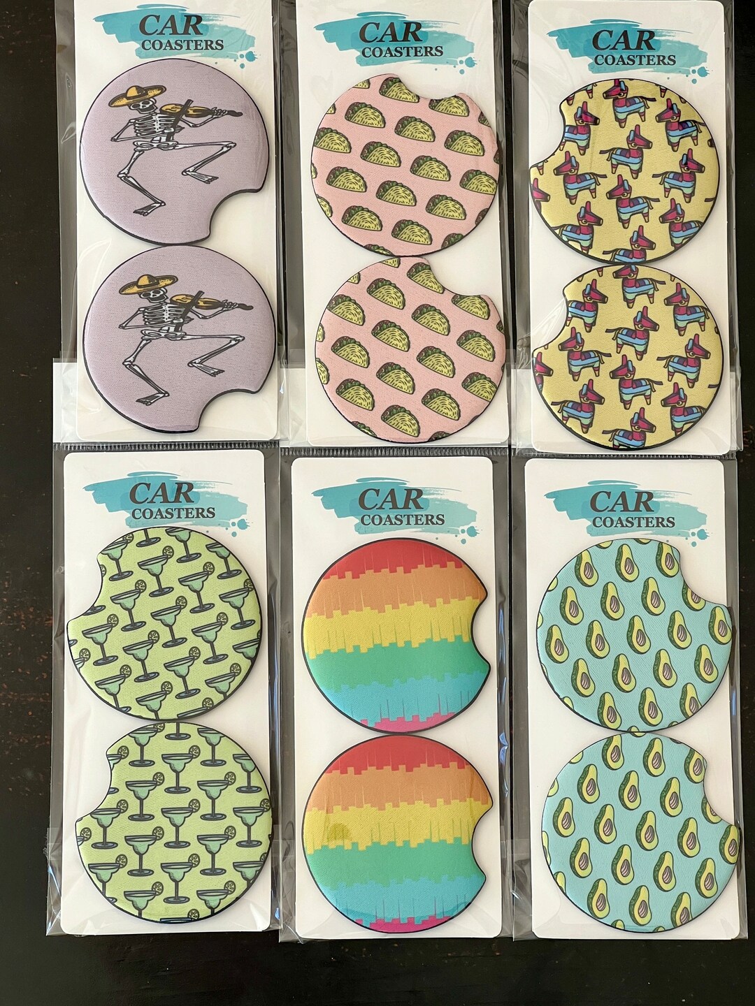 Fiesta Car Coasters (set of 2): Mexican Party Decor - Etsy