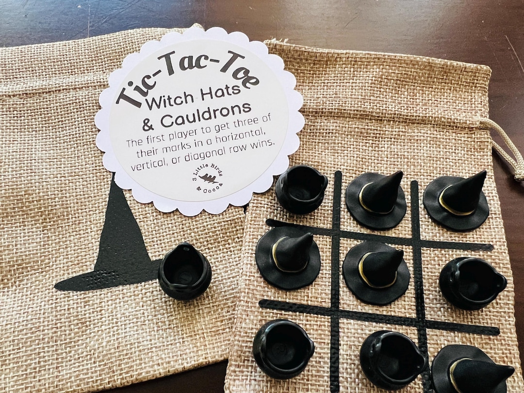 Witch Hats and Cauldrons Tic Tac Toe Travel Game, Tic-tac-toe ...