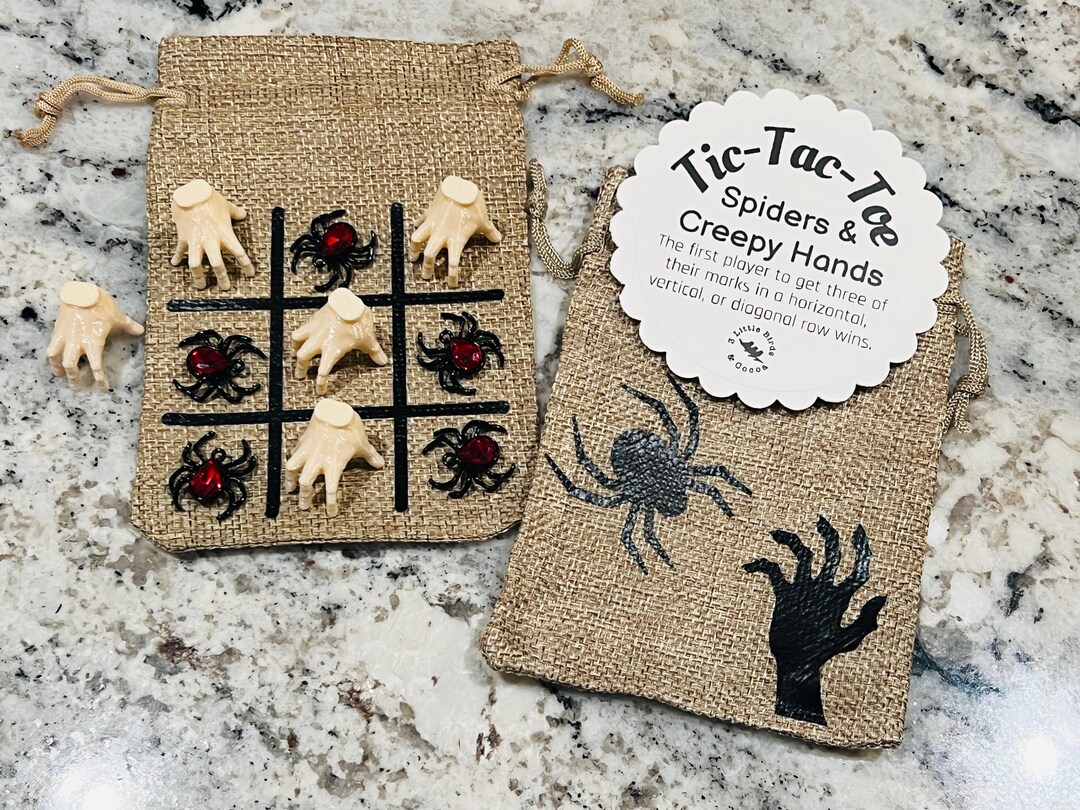 Creepy Hands and Red Gem Spiders Tic Tac Toe Travel Game, Tic-tac-toe ...