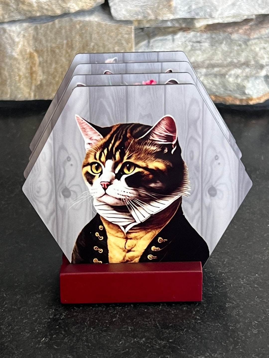 Distinguished Cat Coasters Set of 4, Cats Dressed Up, Vintage Cat ...