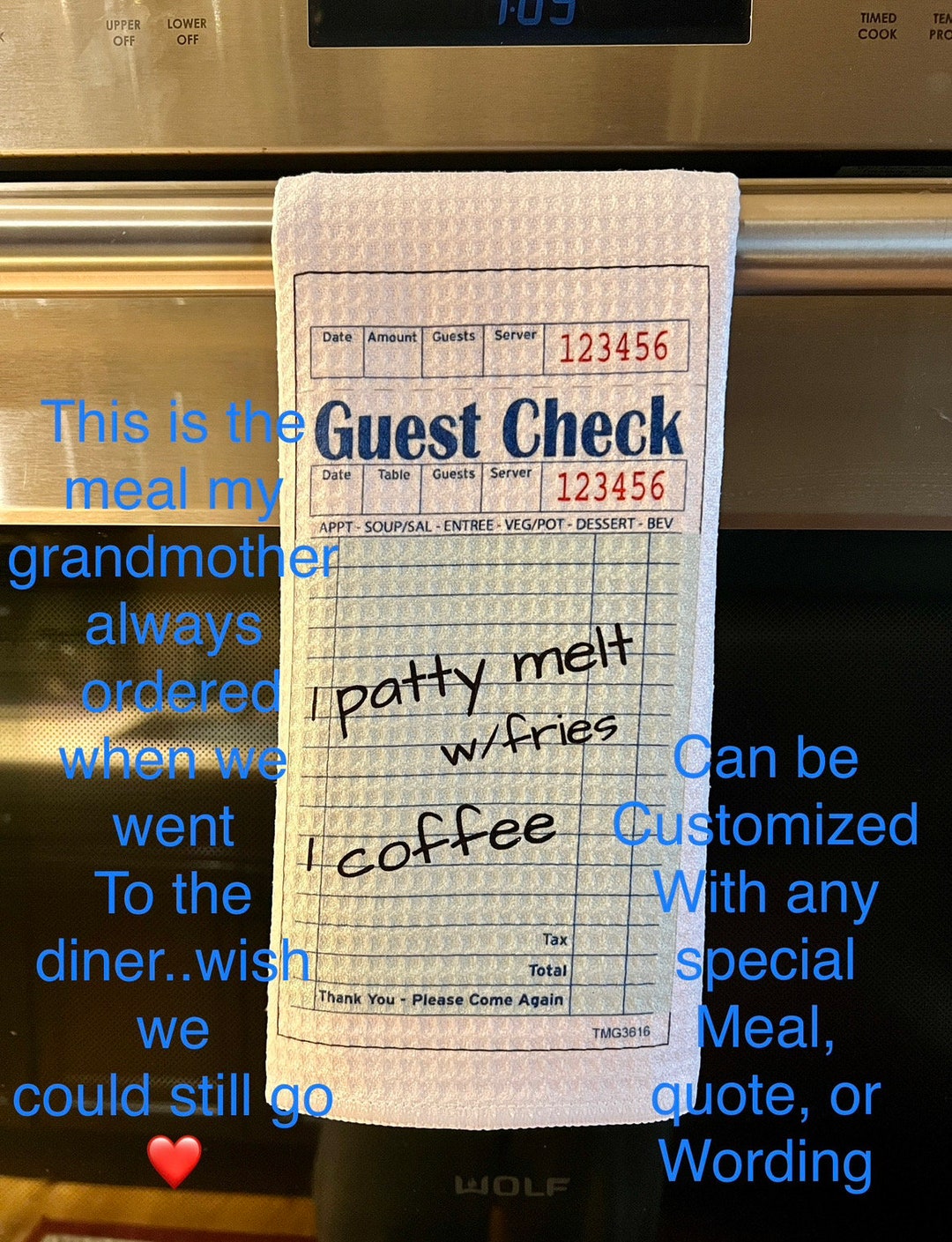Customized Retro Diner Check Dish Towel: Personalized Meal Gift - Etsy