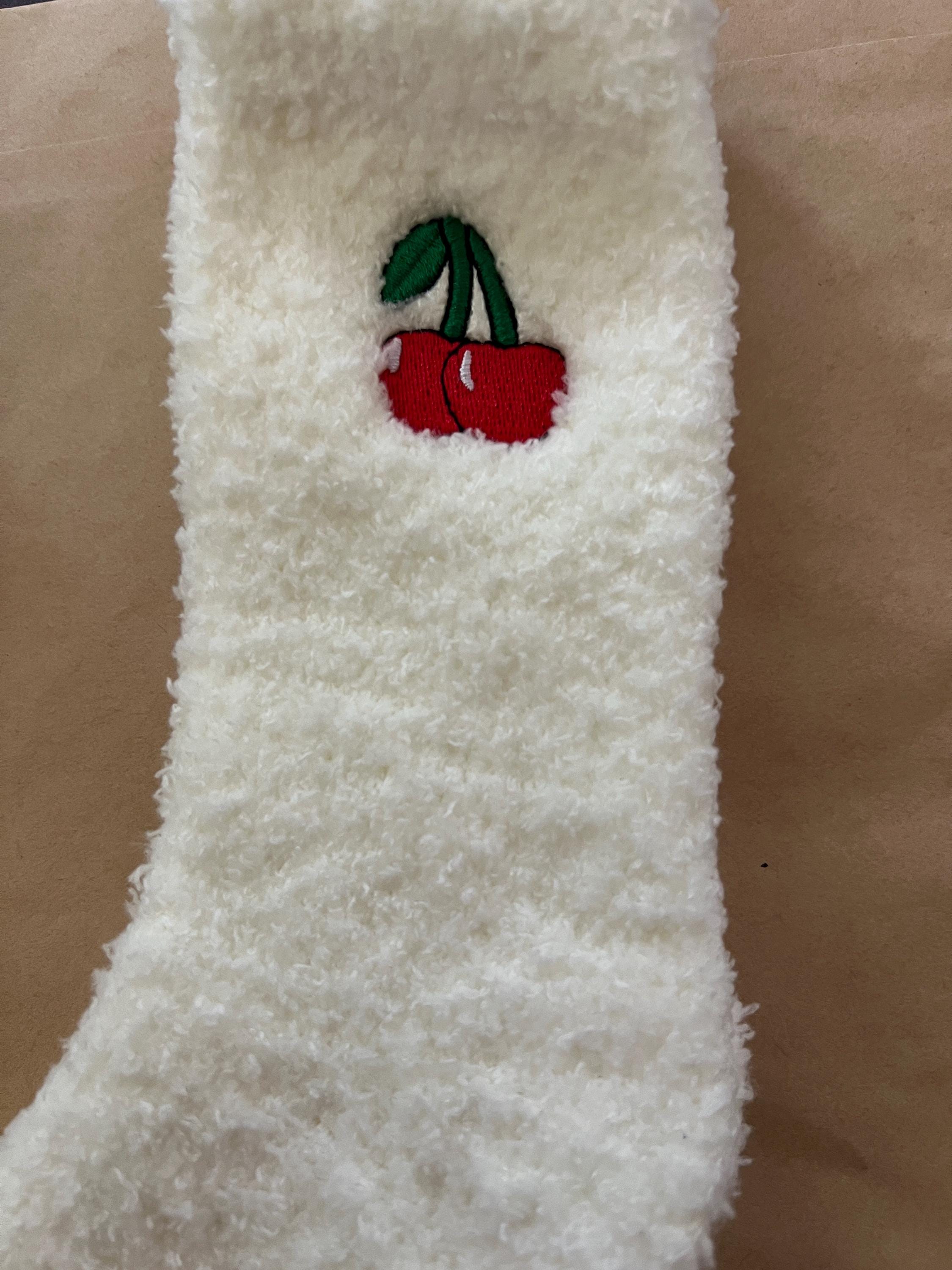 Cherries Personalized Fuzzy Socks: Cherry Comfy Socks, Cherry on Top ...