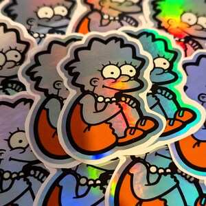 The Simpsons Crazy Lisa Simpson Sticker - Rainbow Foil Hologram - Etsy