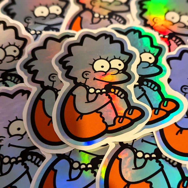 The Simpsons Crazy Lisa Simpson Sticker - Rainbow Foil Hologram - Etsy