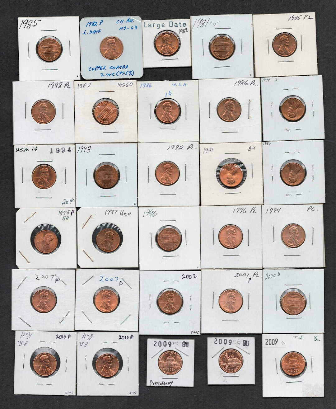 USA Memorial/shield Pennies 1975-2010 as Is Collection of 30 Mostly ...