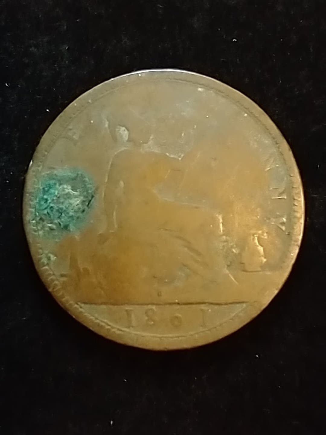 1861 Great Britain Penny. Queen Victoria. Grade: Good (corrosion ...