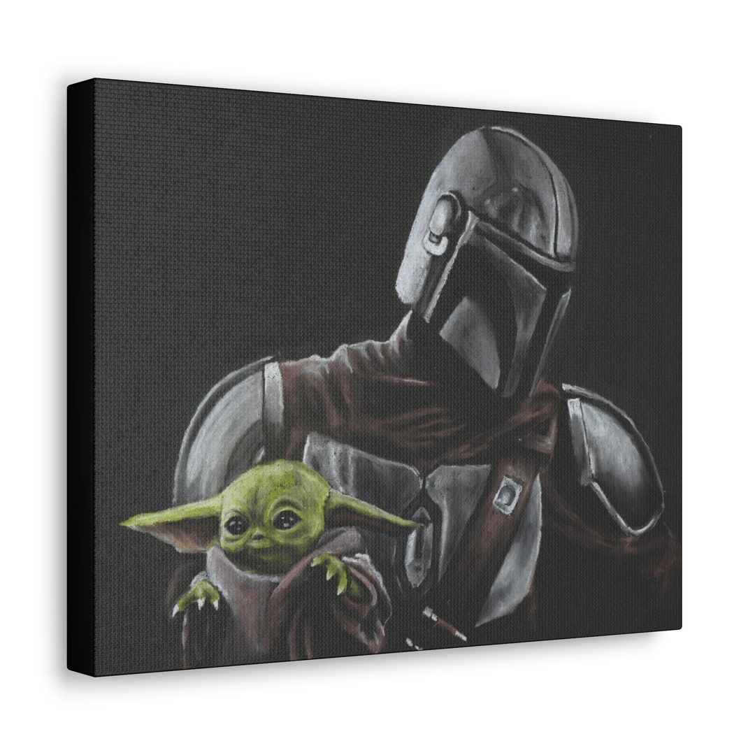 Mando and Grogu Pastel Drawing by Carl Lang 14x11 Printed on as Canvas ...
