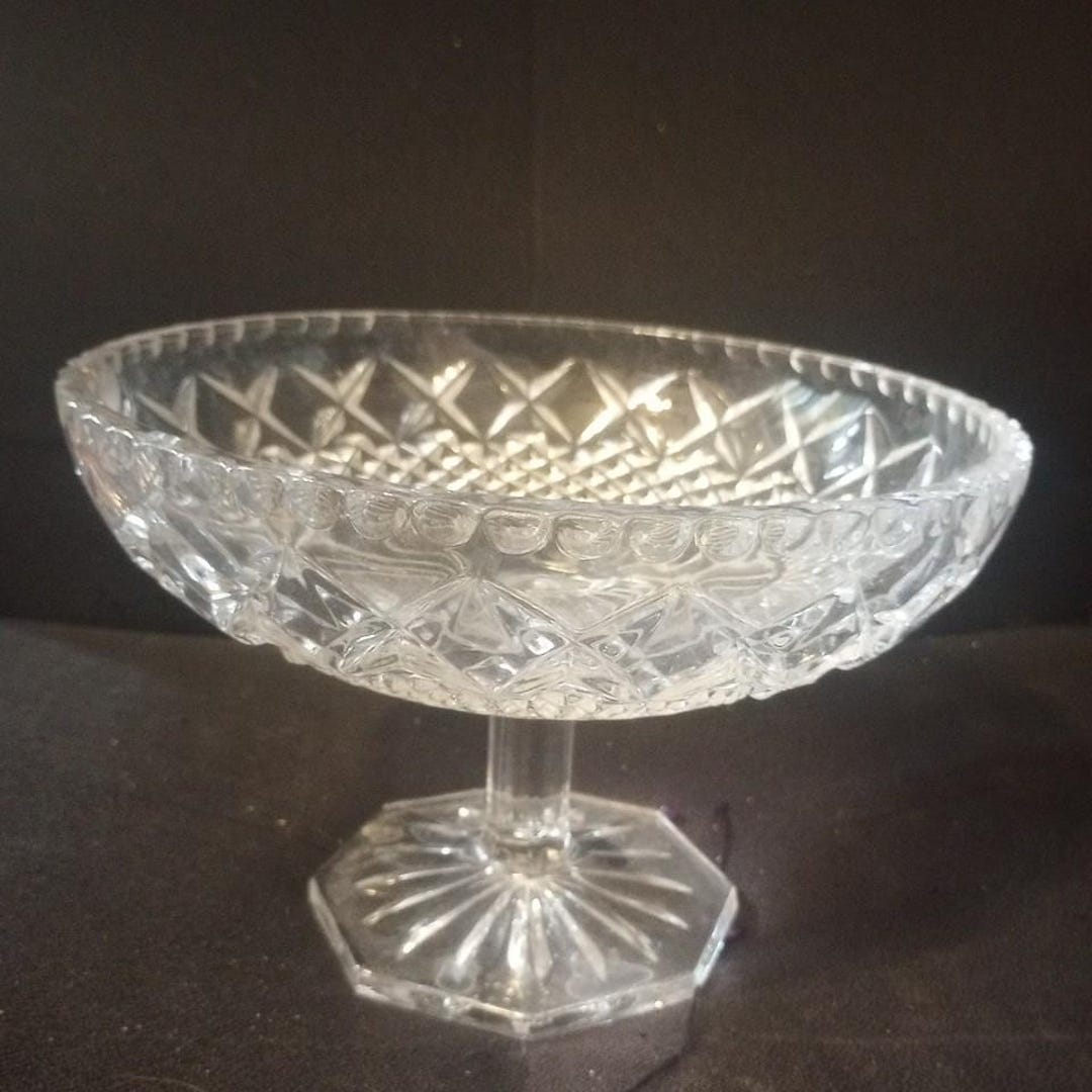 Vtg 40s Old Money Deco 6" Lead Crystal Compote Candy Trinket Stem Dish ...