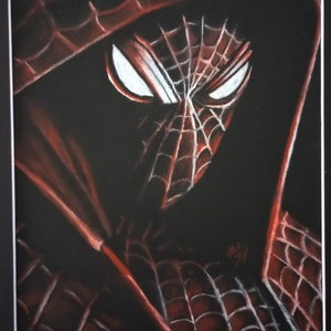 Spider Man From Spiderverse Pastel Drawing by Carl Lang 8x10 Matted to ...