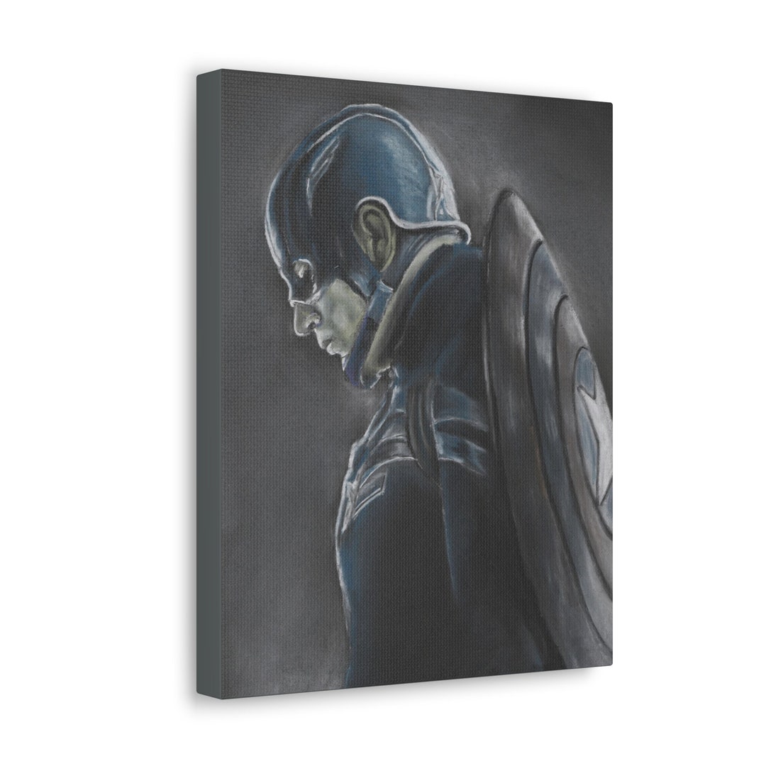 Captian America Pastel Drawing by Carl Lang 11x14 Printed on a Canvas ...