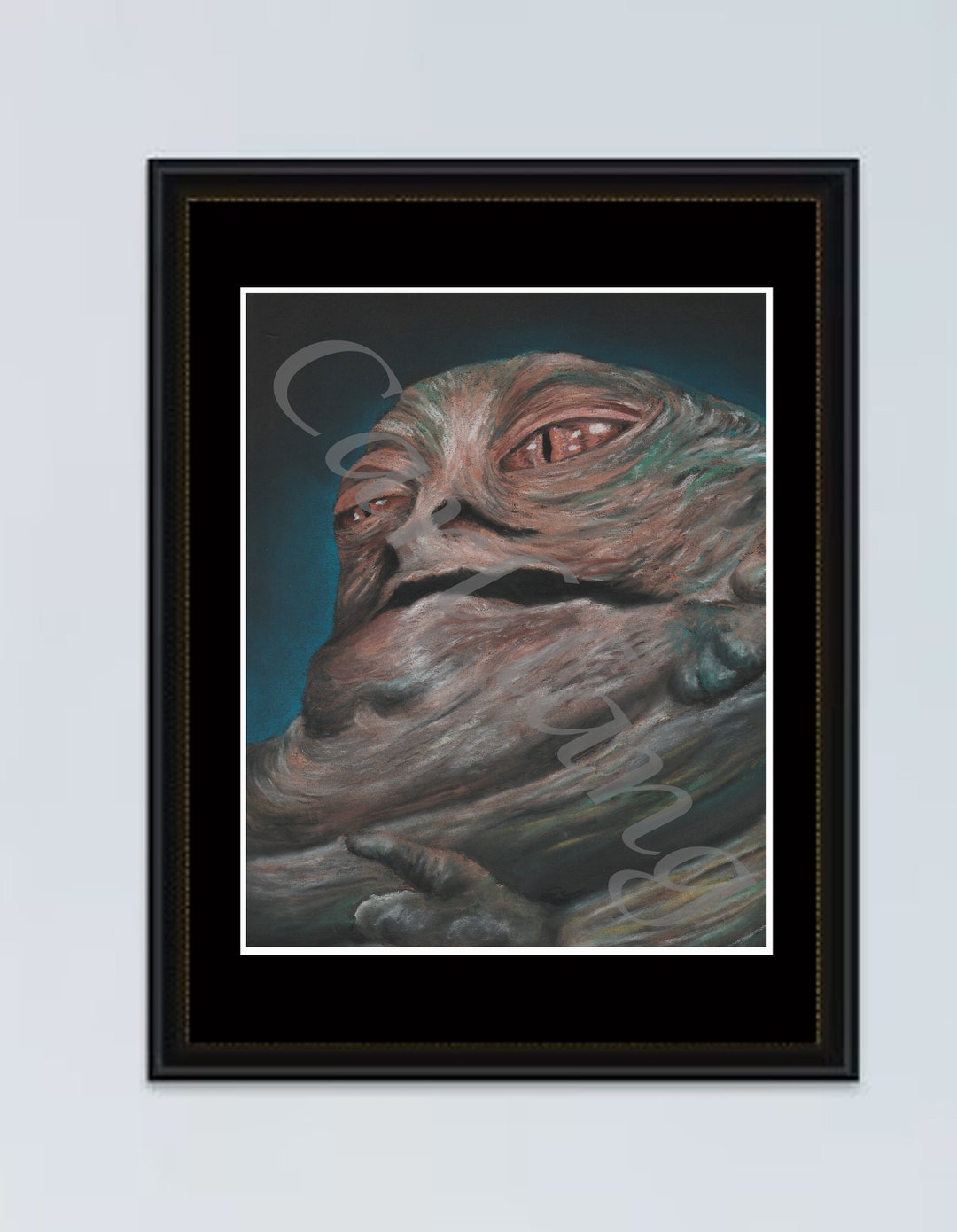 Jabba the Hut Pastel Drawing by Carl Lang 8x10 Matted to 11x14 in a ...