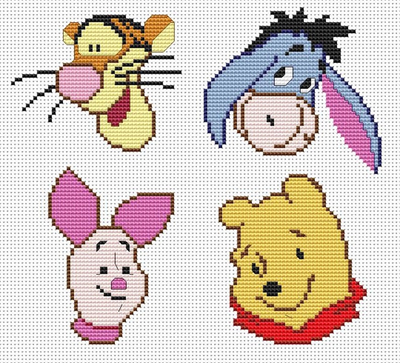 Cartoon Cross Stitch Pattern PDF Pooh Piglet Tiger Eyeore - Etsy