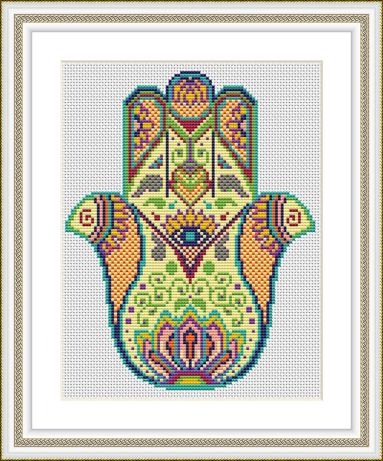 Mandala Hamsa Hand Cross Stitch Pattern Small Easy Cross Stitch Pattern ...
