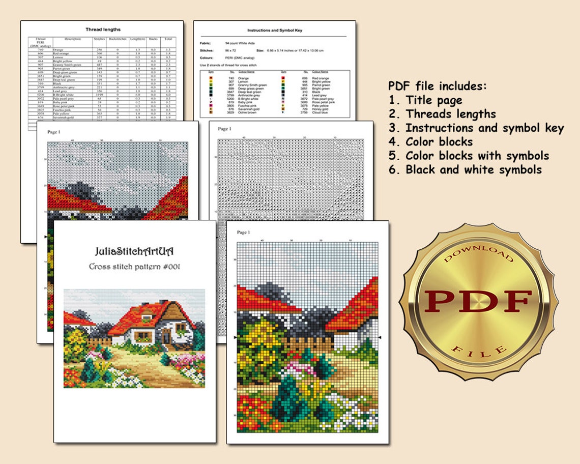 Mini Floral Cross Stitch Pattern PDF Beginner Cross Stitch Pattern ...