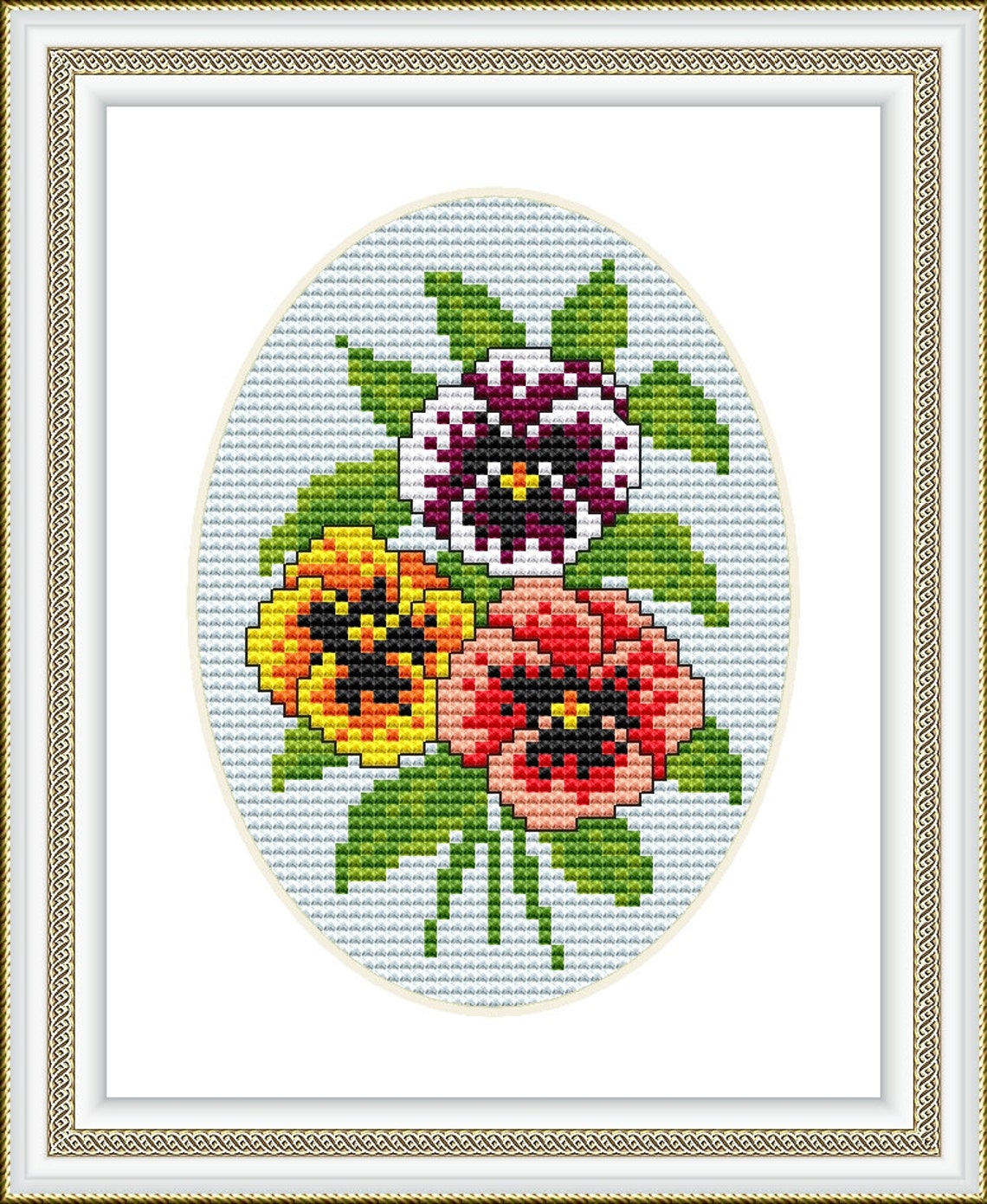 Pansies Cross Stitch Pattern Small Floral Cross Stitch for - Etsy
