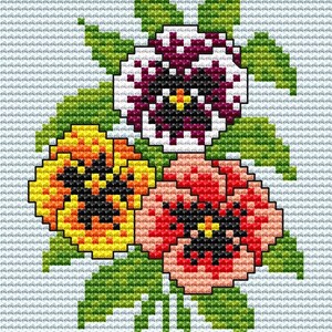 Pansies Cross Stitch Pattern Small Floral Cross Stitch for - Etsy