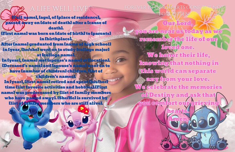 Children’s Obituary Template - Etsy