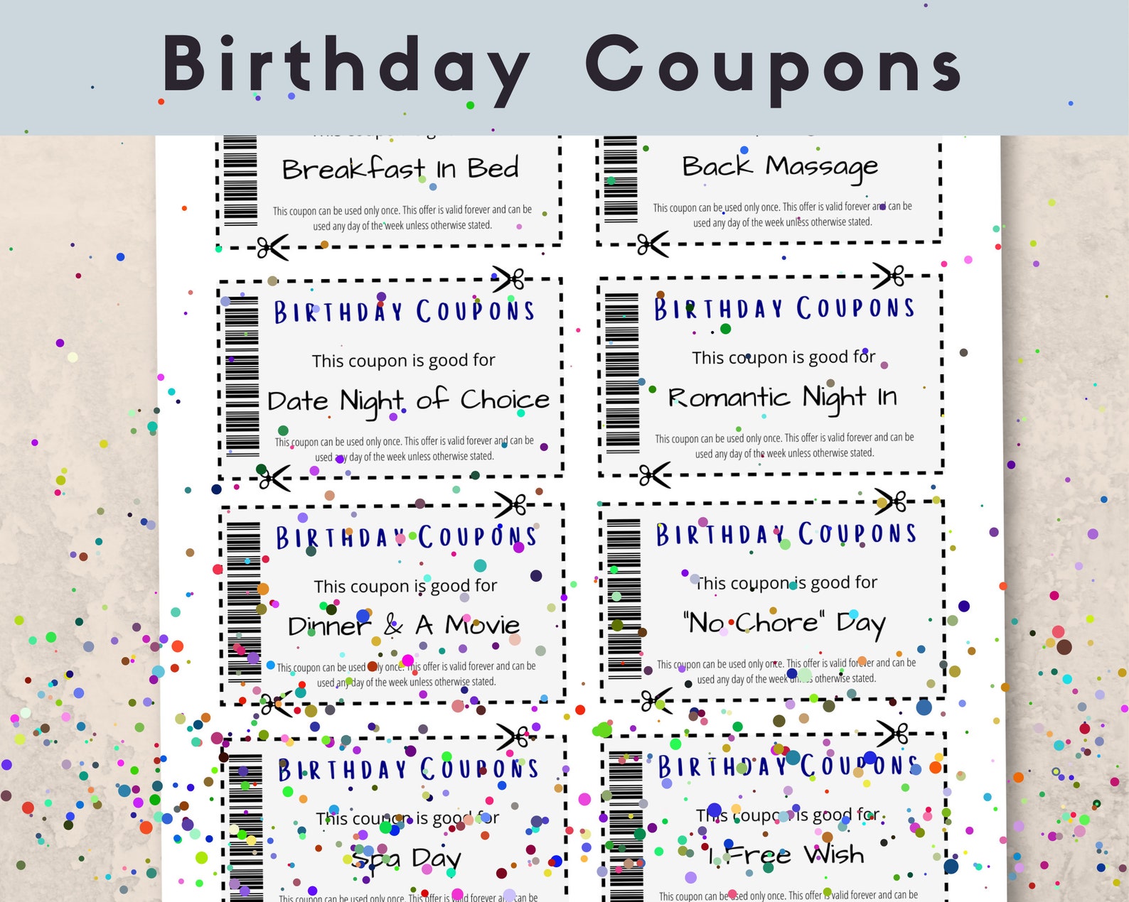 Editable Birthday Coupons, Printable Gift, PDF Download, Instant ...
