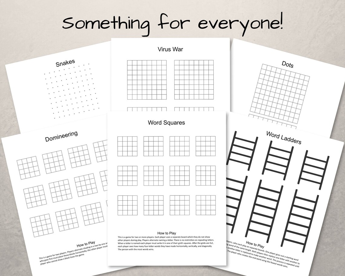 Printable Pen & Paper Games 22 Classic Games Fun Activities for All ...