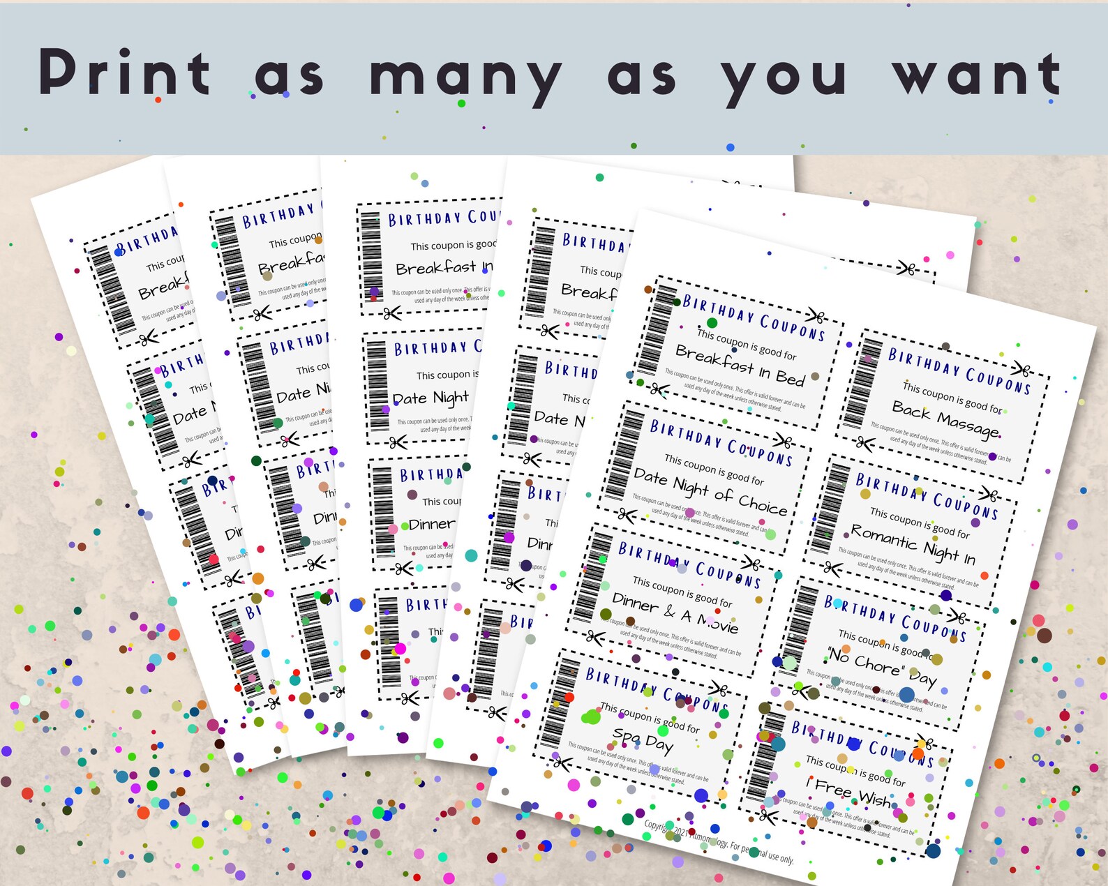 Editable Birthday Coupons, Printable Gift, PDF Download, Instant ...