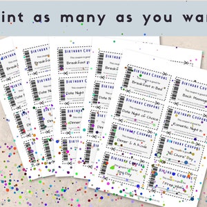 Editable Birthday Coupons, Printable Gift, PDF Download, Instant ...
