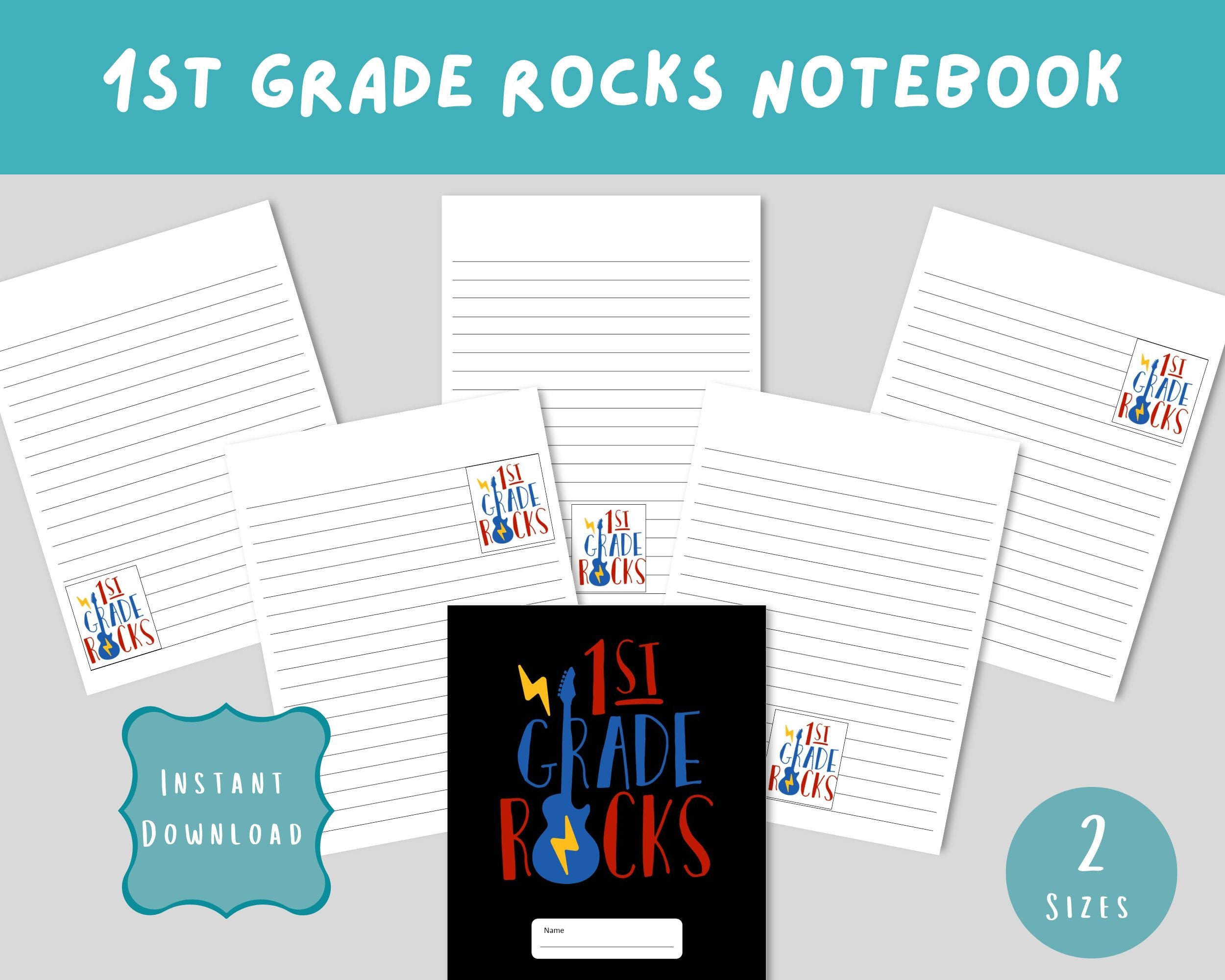 1st Grade Rocks Printable Notebook, Colorful Cover (digital PDF ...