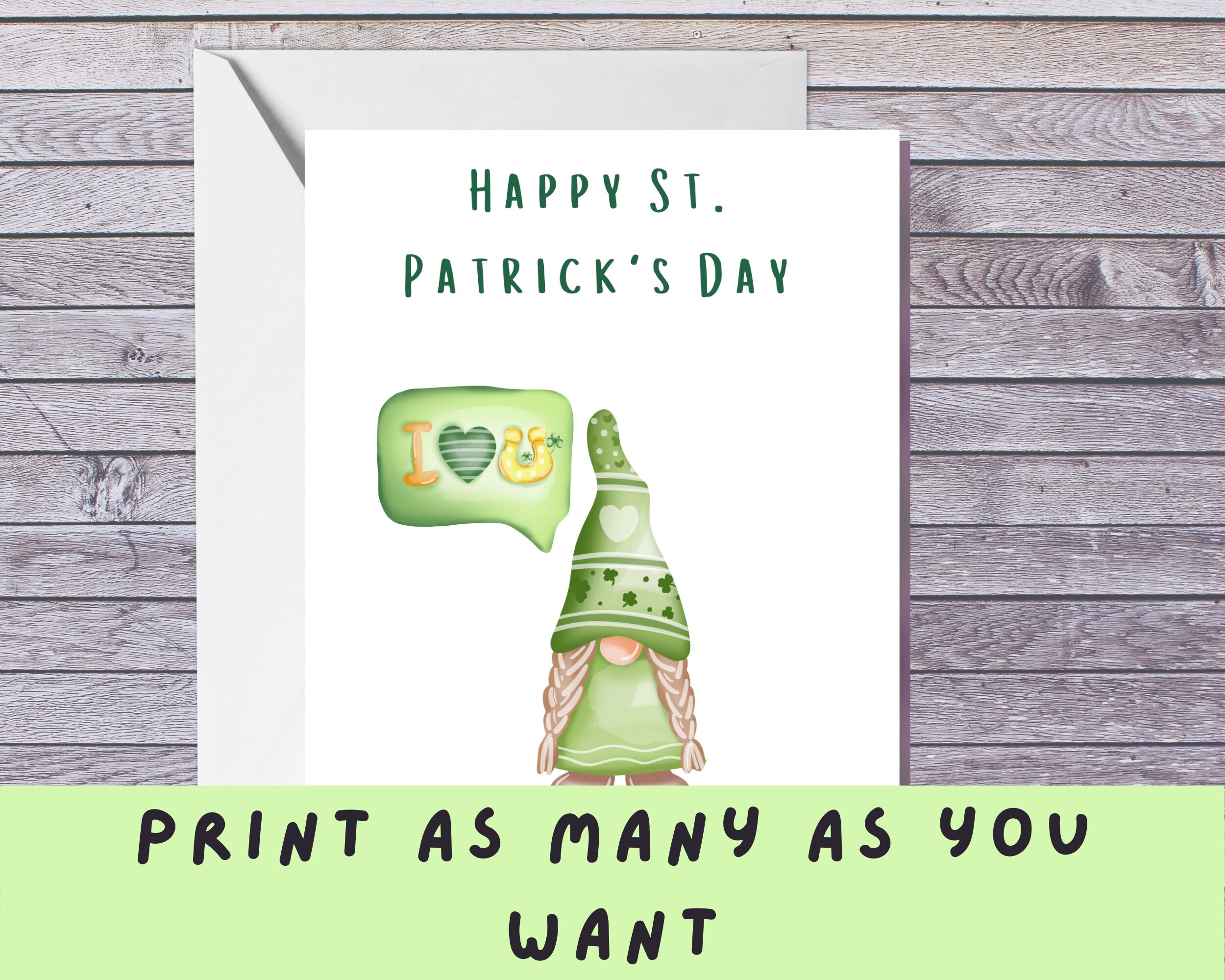 St Patrick's Day Note Card Printable, Note Card, St Patrick's Day PDF ...