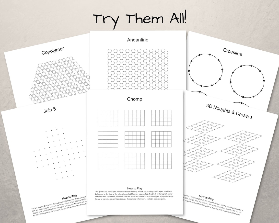 Printable Pen & Paper Games 22 Classic Games Fun Activities for All ...