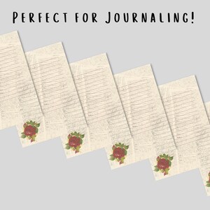 Cream Rose Vintage Printable Notebook, Printable Stationary, Printable ...