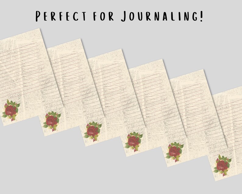 Cream Rose Vintage Printable Notebook, Printable Stationary, Printable ...