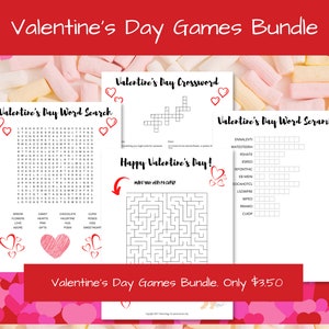 Valentine's Day Games Bundle, Printable Valentines Games, Kids ...