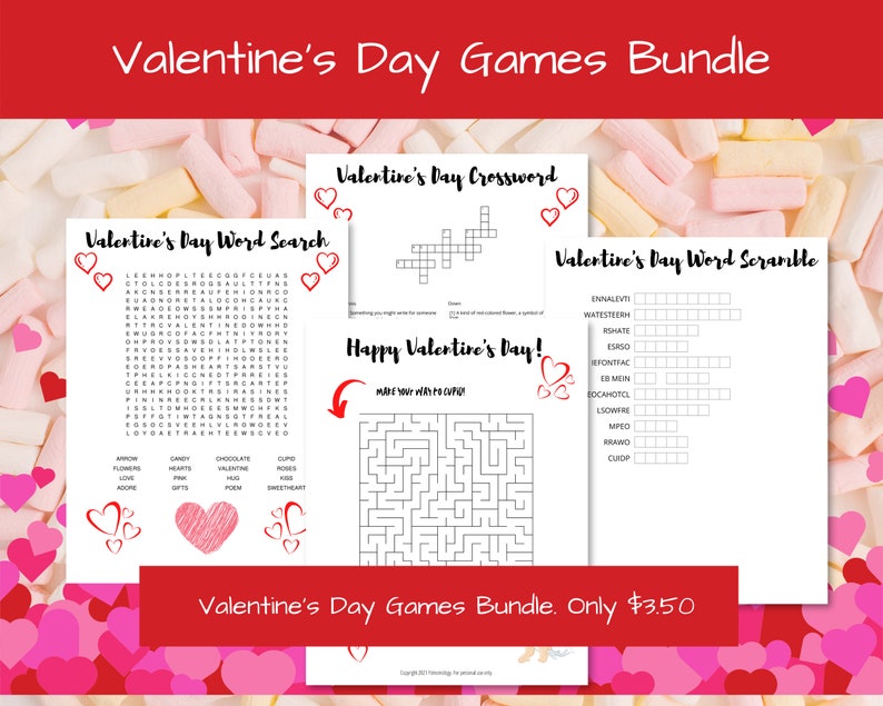 Valentine's Day Games Bundle, Printable Valentines Games, Kids ...
