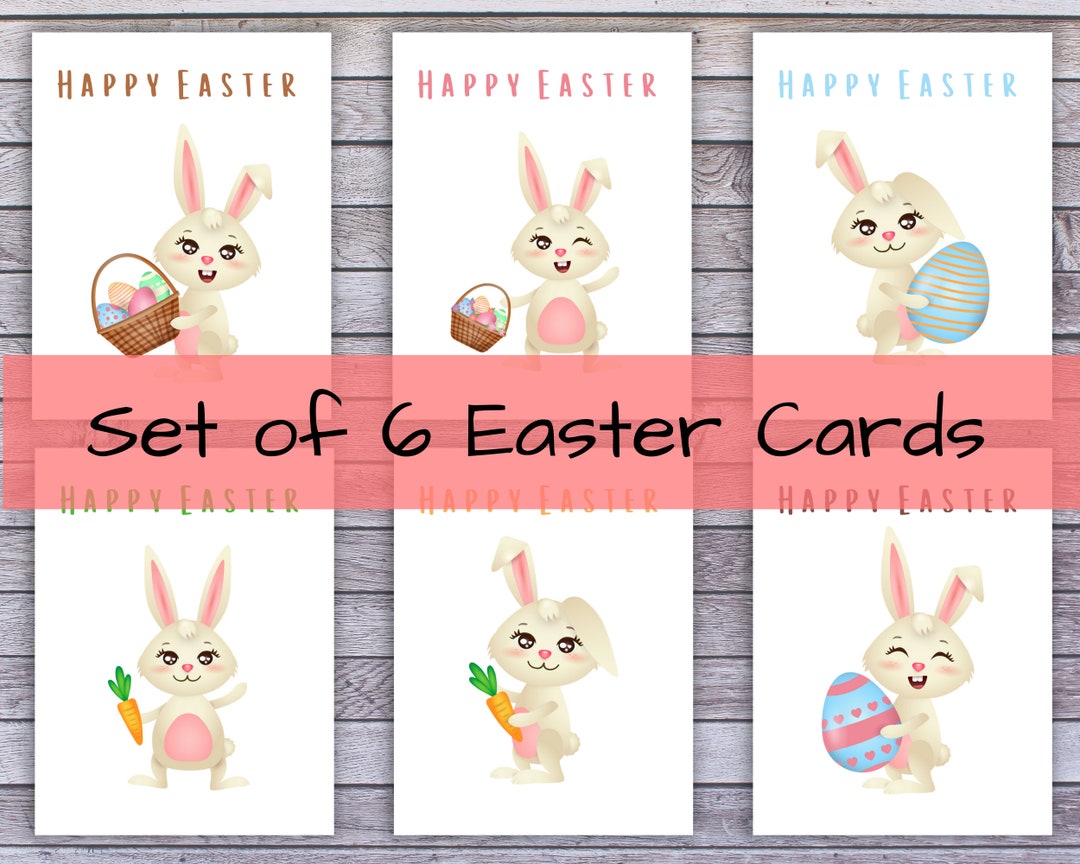 Set of 6 Easter Note Cards Printable, Note Cards, Easter PDF, Easter ...