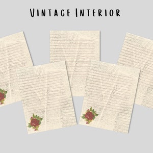 Cream Rose Vintage Printable Notebook, Printable Stationary, Printable ...