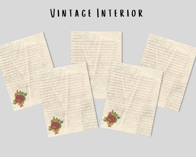 Cream Rose Vintage Printable Notebook, Printable Stationary, Printable ...
