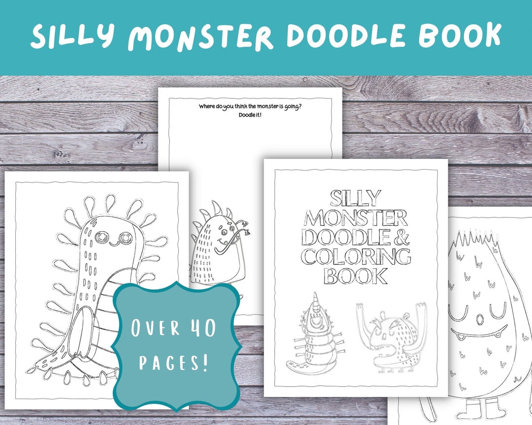 Silly Monster Doodle & Coloring Book, Coloring Pages, Kids Activity ...